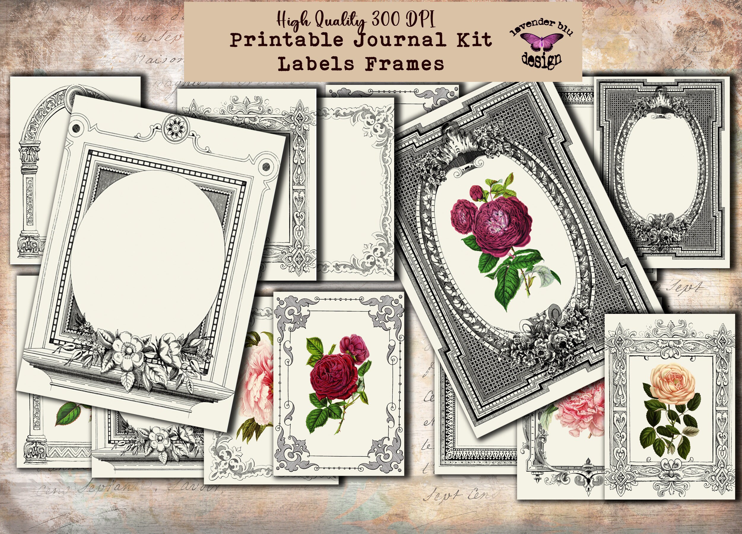Printable Labels Frames Journal Cards Junk Journal Kit - Etsy