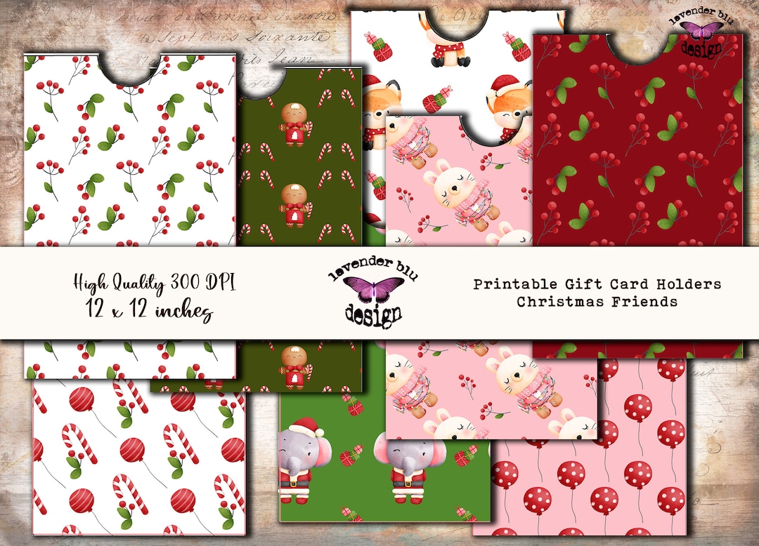 Gift Cards Holders Christmas Pockets for Gift Cards Printable Gift ...