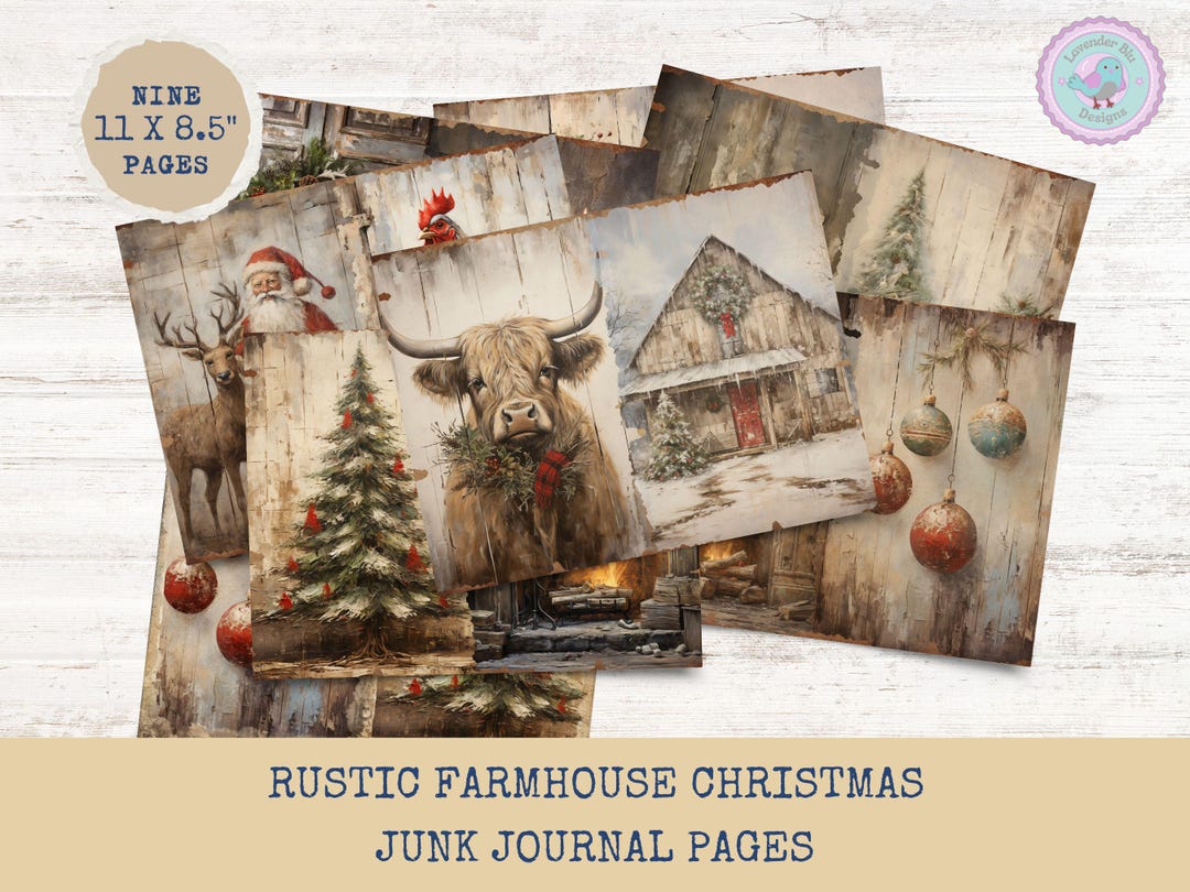 Junk Journal Christmas Pocket Kit - Printable Rustic Holiday Paper ...