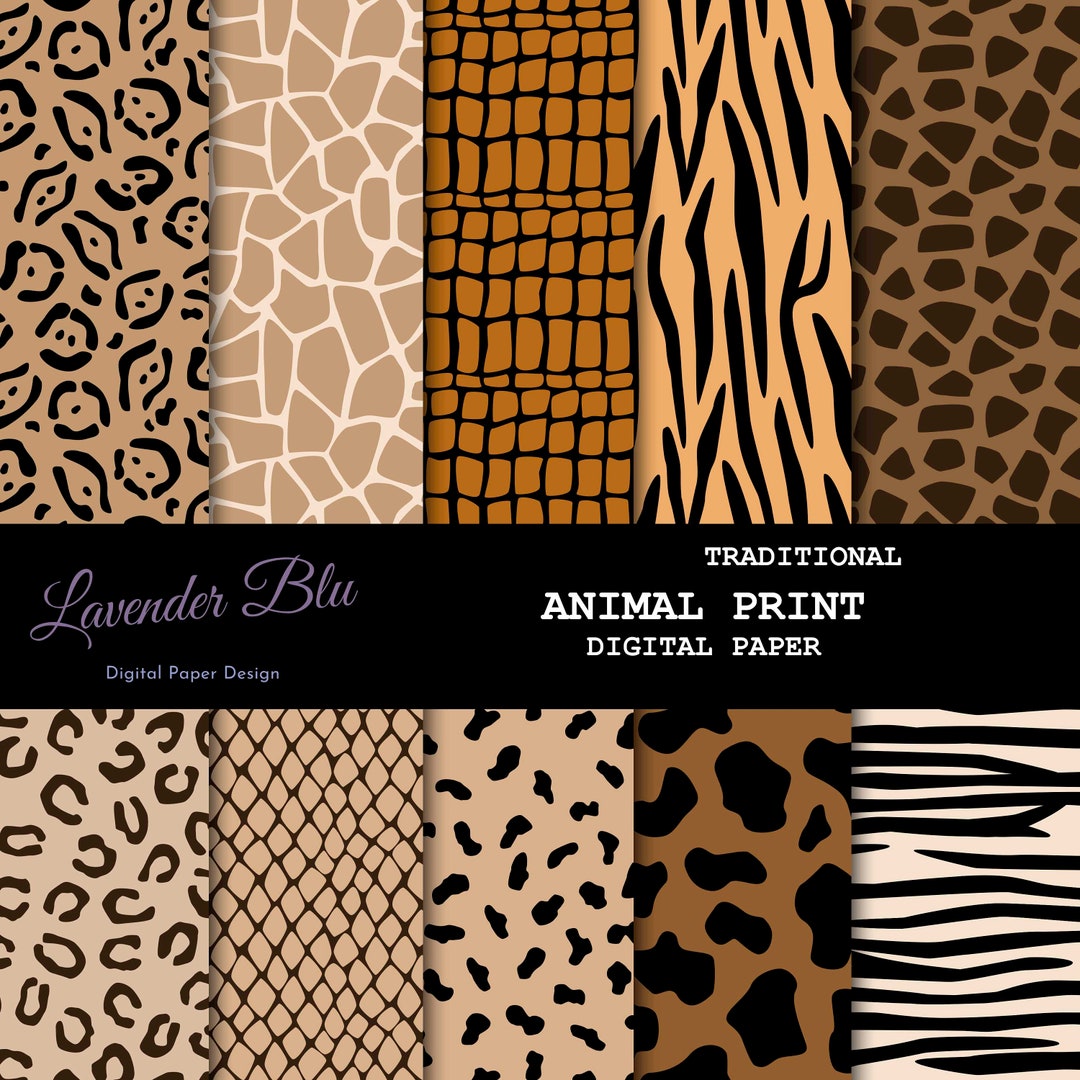 Digital Scrapbook Paper Traditional Wild Animal Prints - Etsy
