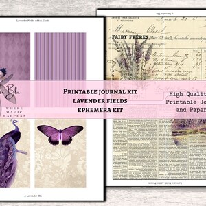 Purple Ephemera Kit - Vintage Collage Sheets, Printable Tags, Journal ...