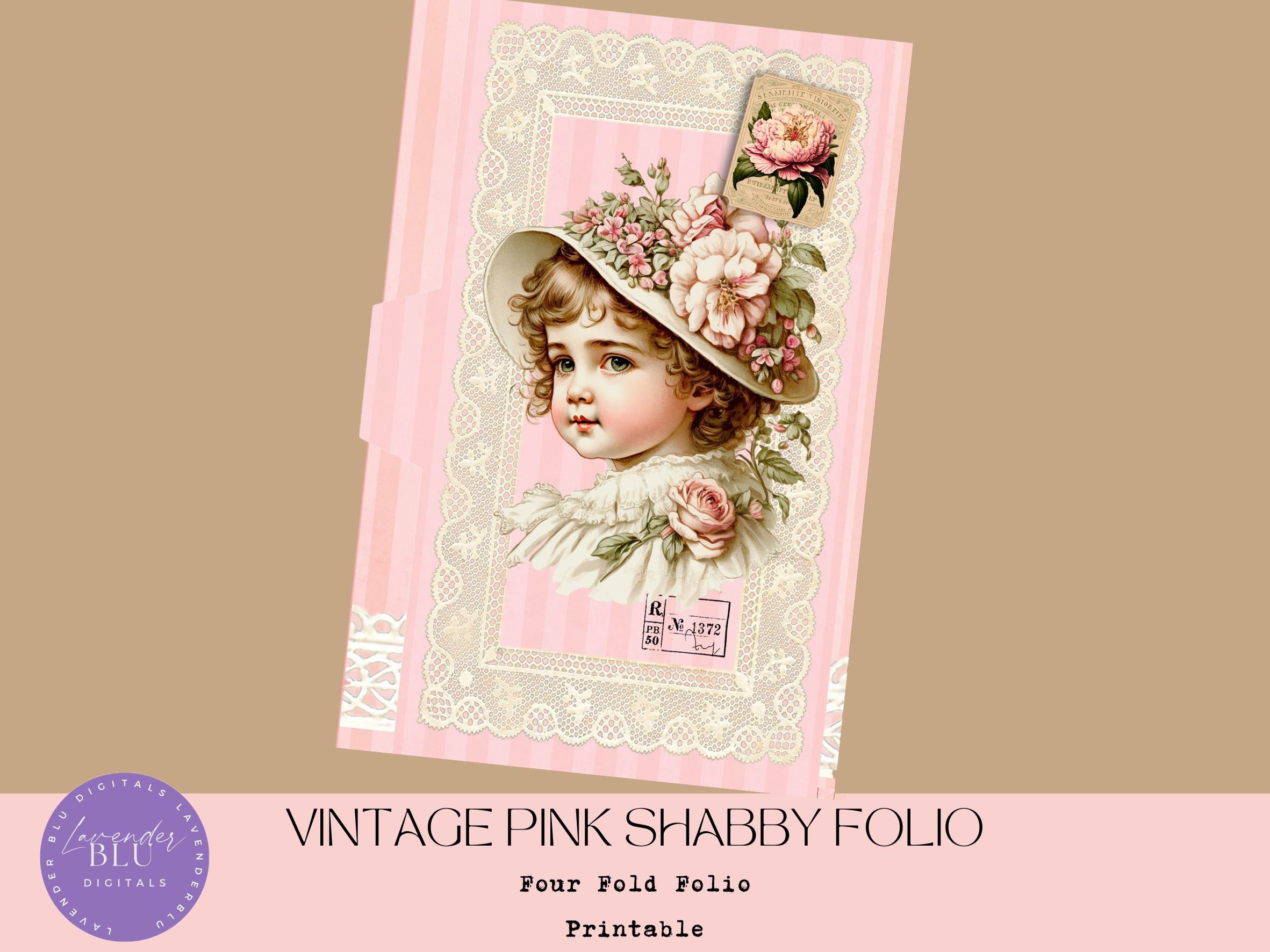 Printable Folio, DIY Folio, Vintage Pink Shabby, Scrapbooking, Junk ...