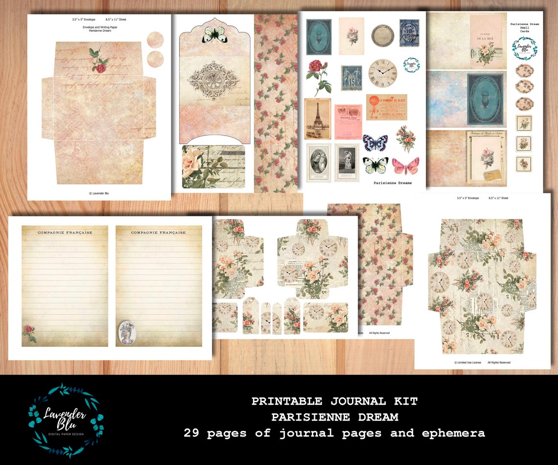 Junk Journal Kit DIY Journal Kit French Digital Journal Kit - Etsy