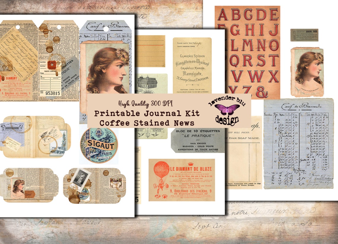 Junk Journal Kit Digital Journal Kit Junk Journal Pages and - Etsy