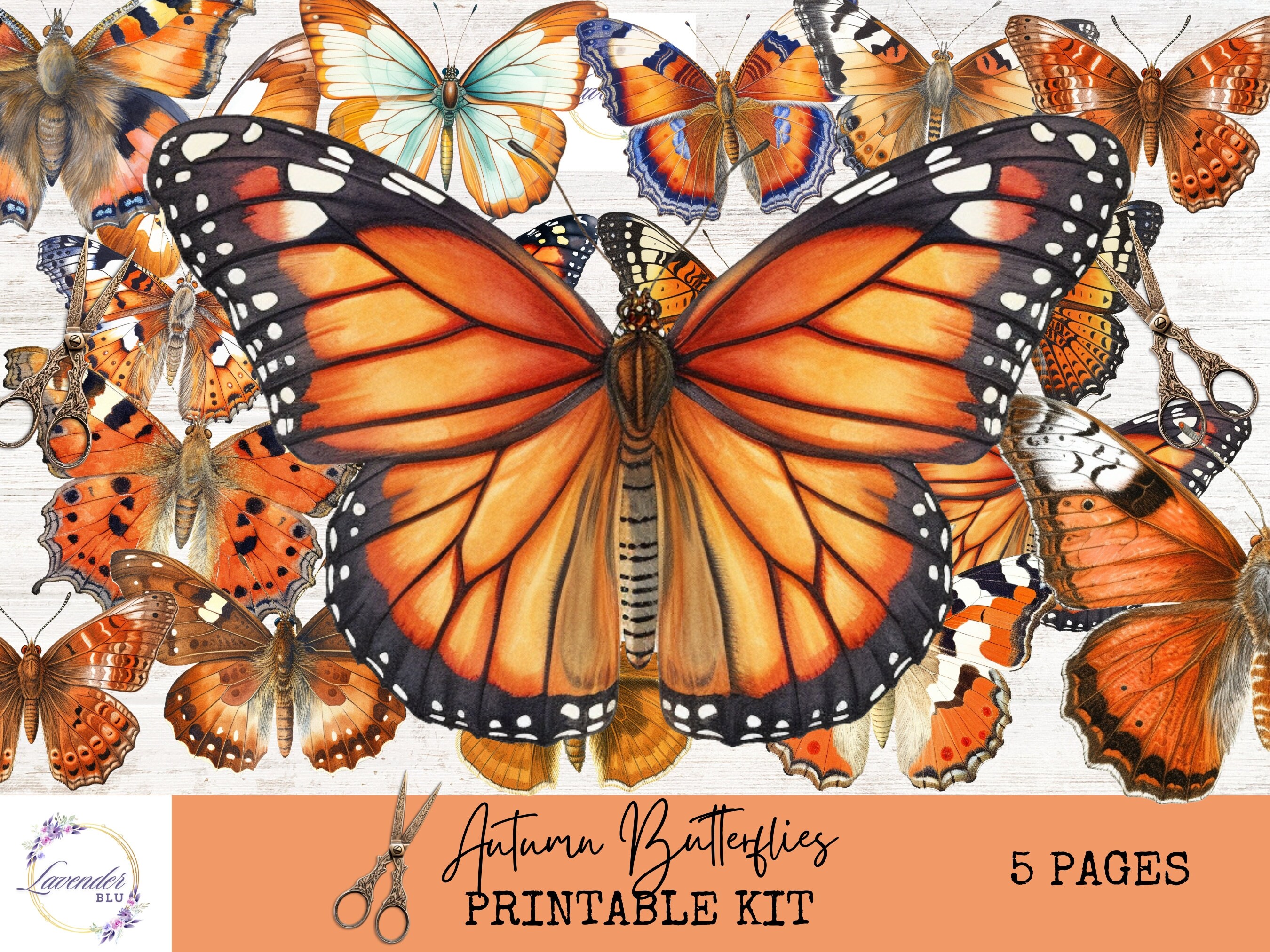 Fall Butterflies Fussy Cuts - Autumn Crafting Supplies for DIY Projects ...
