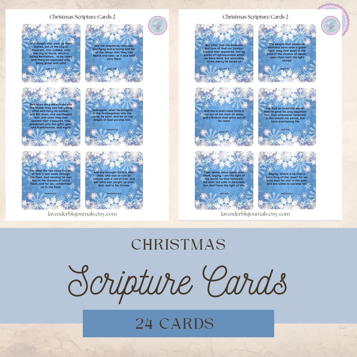 Printable Christmas Bible Verse Cards - Digital Download - Scripture ...