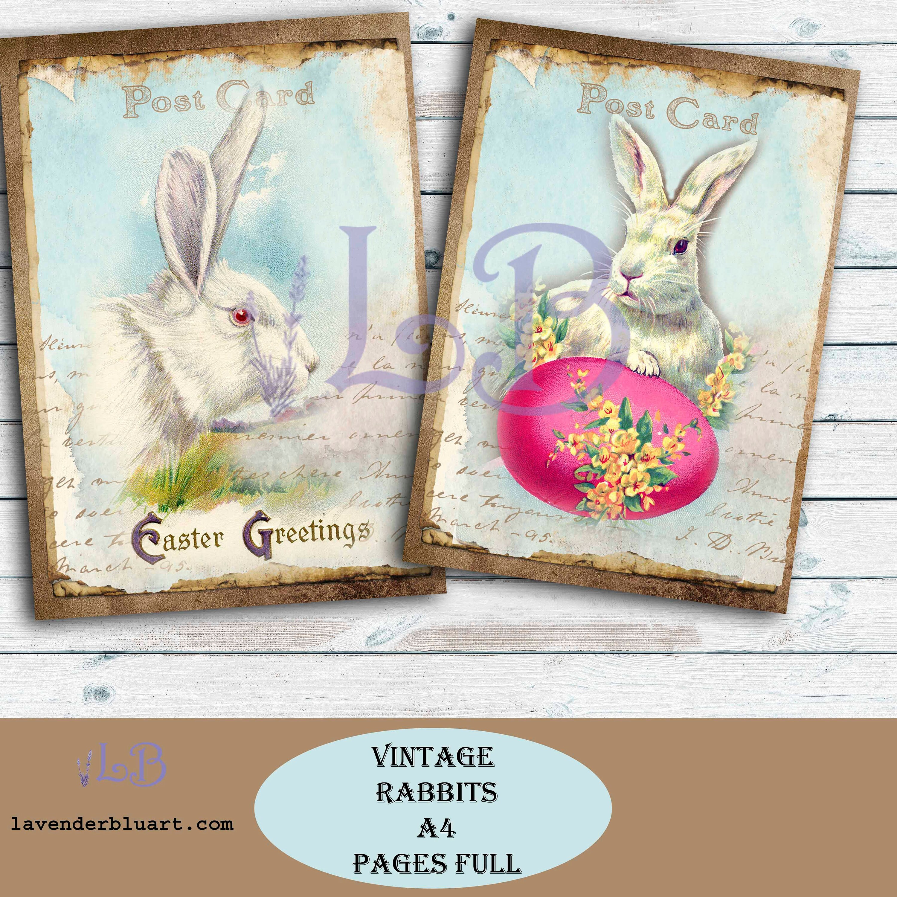 Junk Journal Printable Easter Pages Vintage Rabbit Journal - Etsy