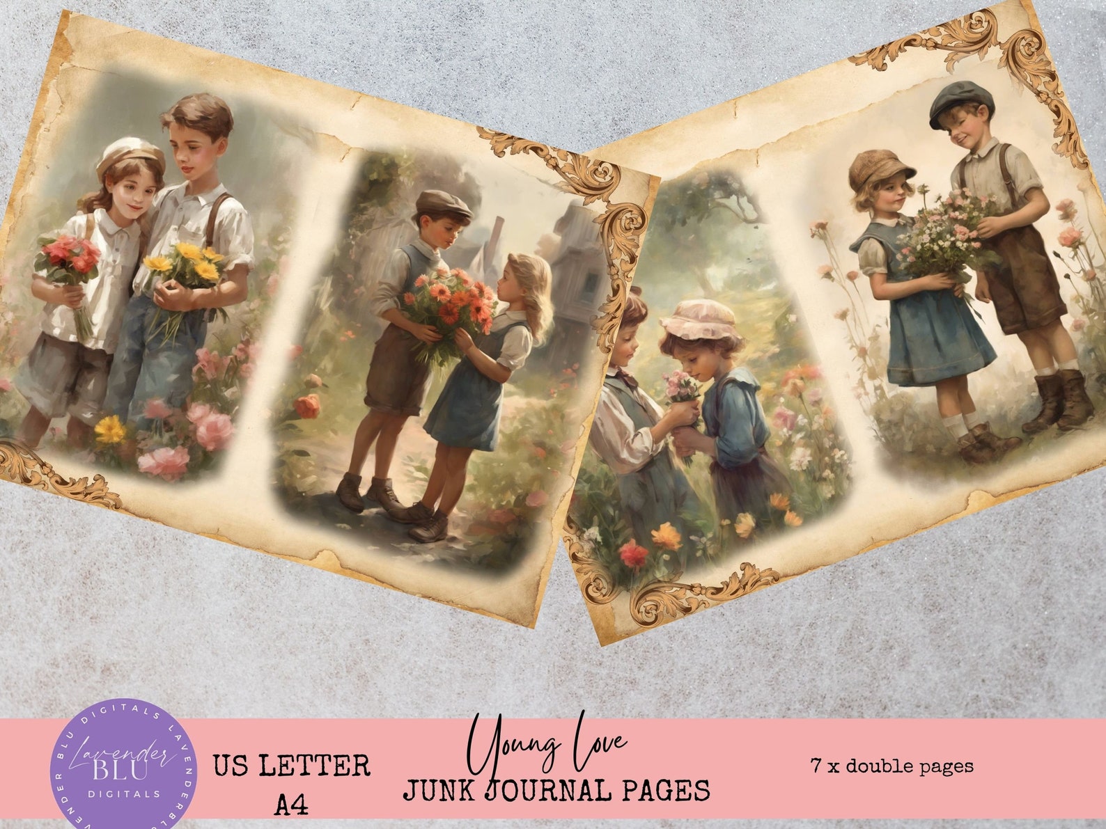 Printable Love Journal Pages | Vintage Valentines Ephemera Kit ...