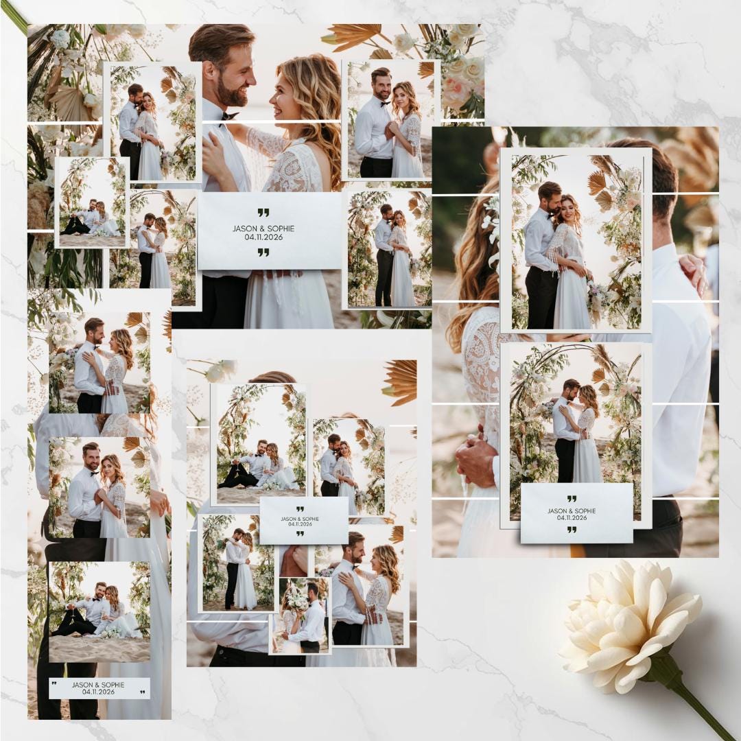 Wedding Photo Booth Collage Template | 6x4 4x6 3x4 2x6 | Polaroid ...