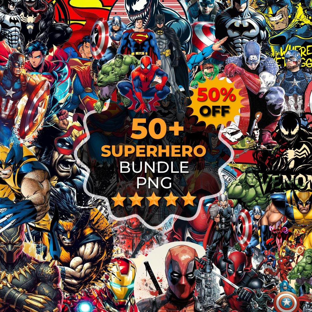 50+ Superhero Png Bundle, Superheroes Clipart, Heroes Png Set, Avengers ...