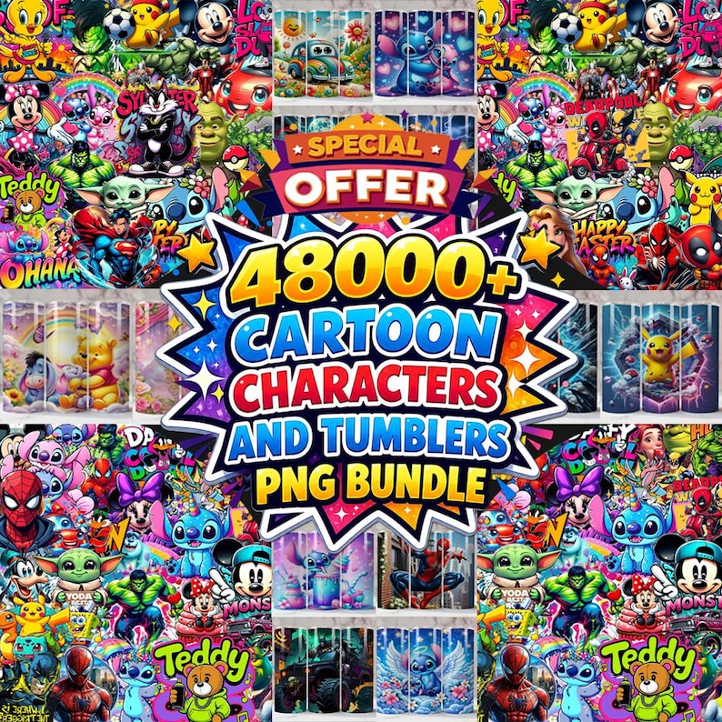 48000+ Funny Cartoon Mega Bundle, Cartoons Clipart, Tumbler Png ...