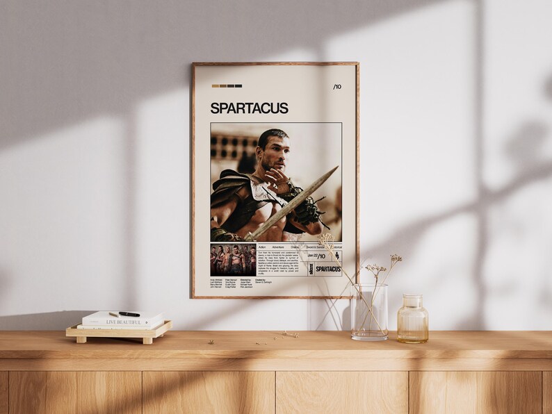 Spartacus Poster, TV Series Poster, Retro Vintage Movie Print ...