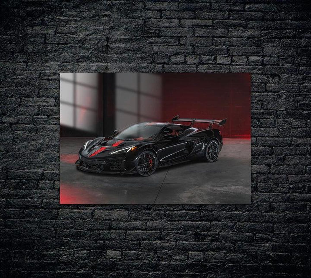 Neon Cyberpunk Chevrolet Corvette Sports Car Metal Wall Art | Modern ...