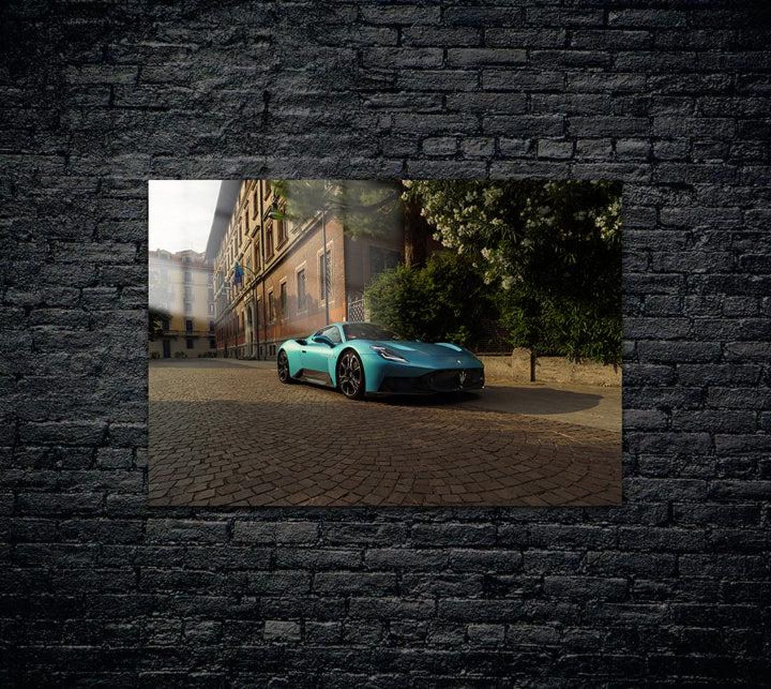 Neon Cyberpunk Maserati Mcpura Sports Car Metal Wall Art | Modern ...