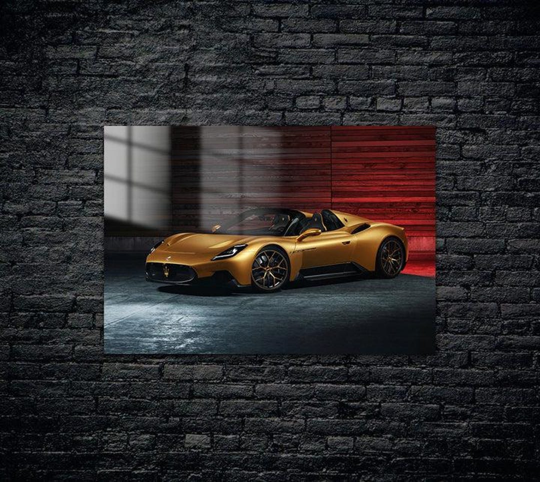 Neon Cyberpunk Maserati MC20 Cielo Sports Car Metal Wall Art | Modern ...
