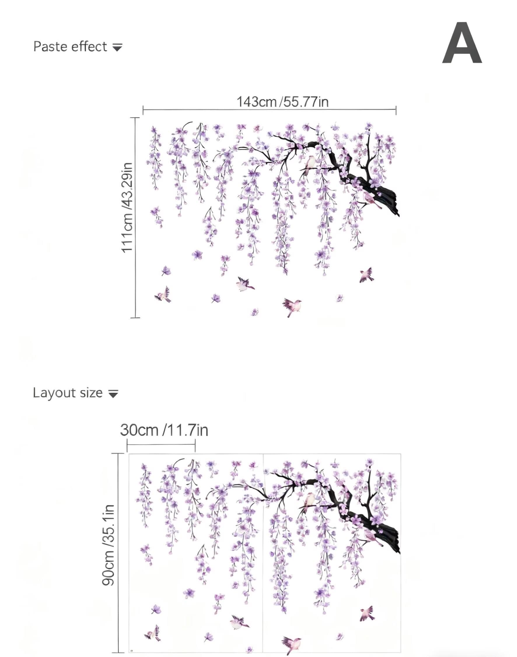 Large Purple Flower Tree Branch Wall Decals Tree Sticker Tree Wall ...