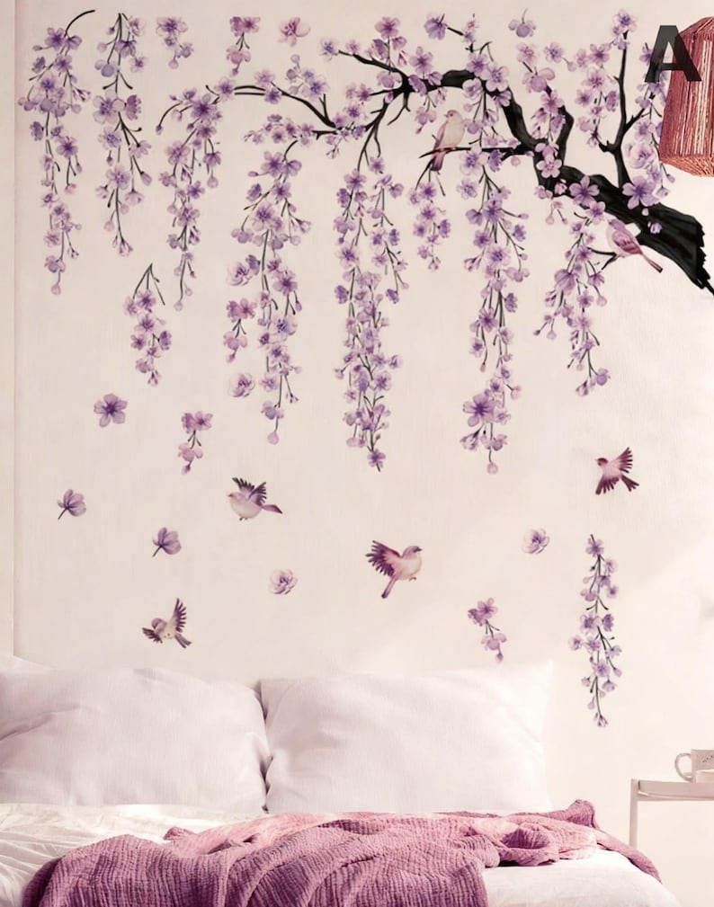 Large Purple Flower Tree Branch Wall Decals Tree Sticker Tree Wall ...