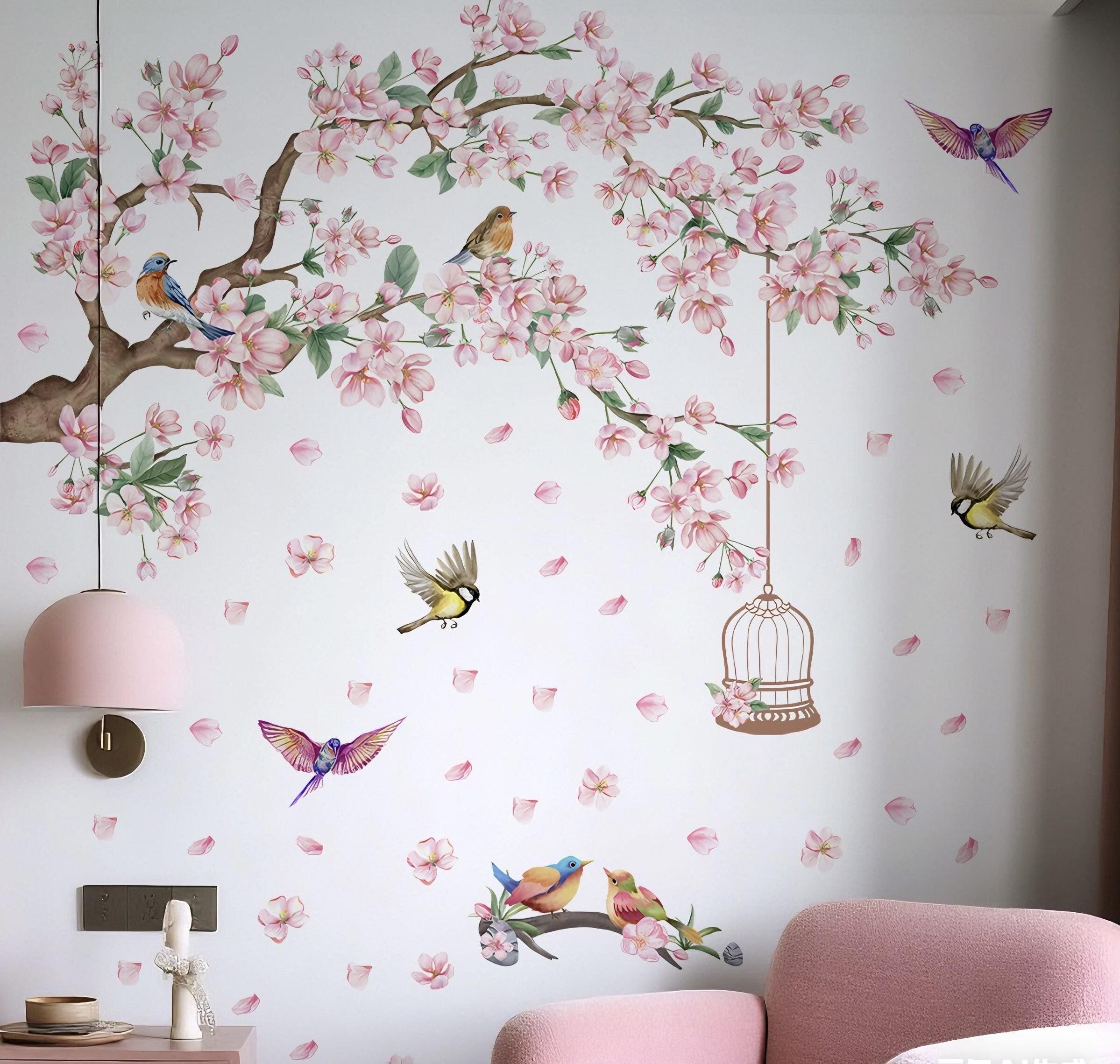 Large Flower Tree Stickers, Flower ，bird Stickers, Tree Wall Stickers ...