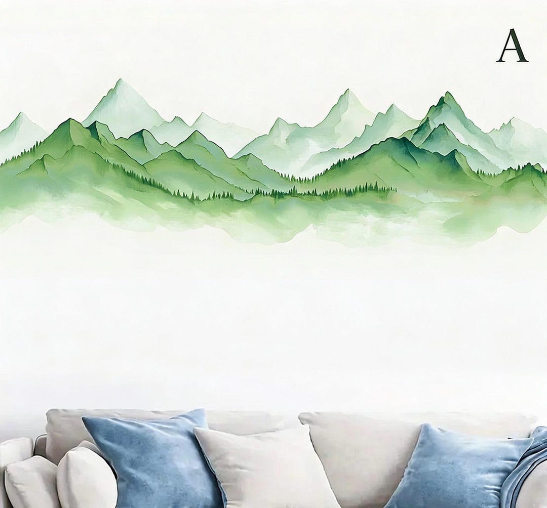 Mountains Landscape Watercolor Wall Decal,magical Theme Wall Decor ...