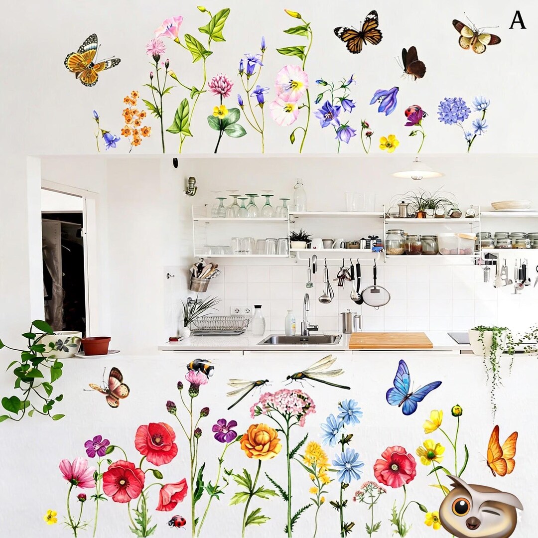 Watercolour Spring Floral Wall Decals,boho Nursery FLORAL Flower ...