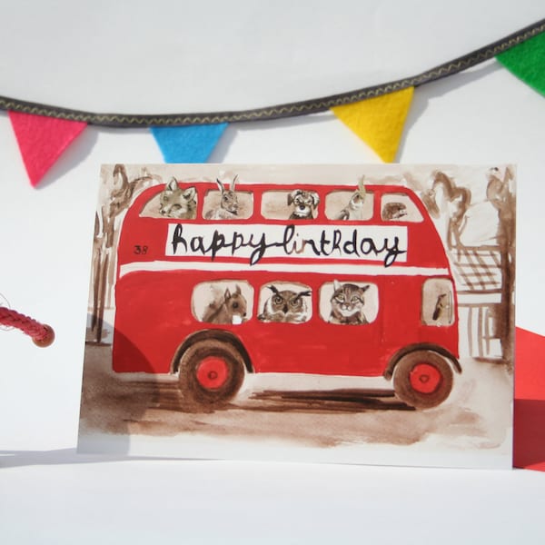 London Bus Birthday Card - Etsy