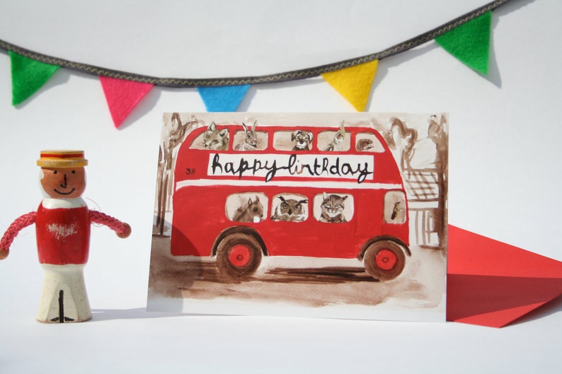 London Bus Birthday Card - Etsy
