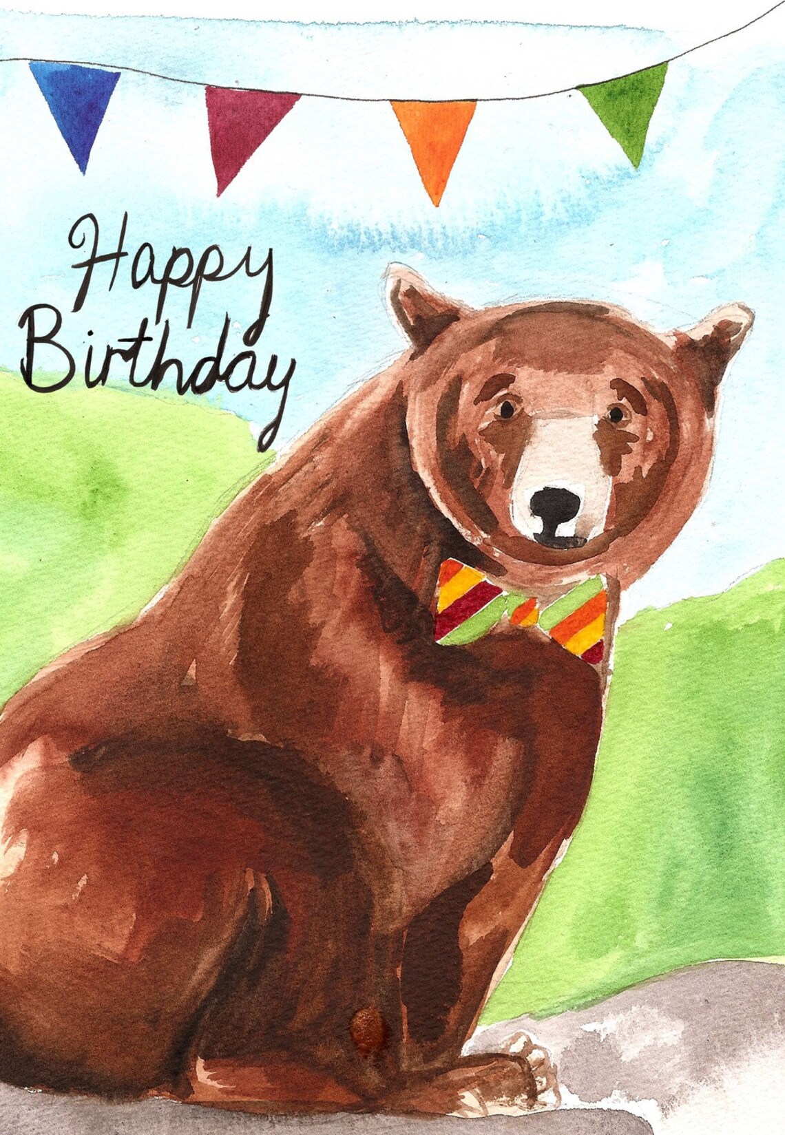 Bear Birthday Card - Etsy