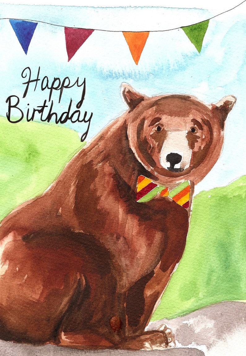 Bear Birthday Card - Etsy