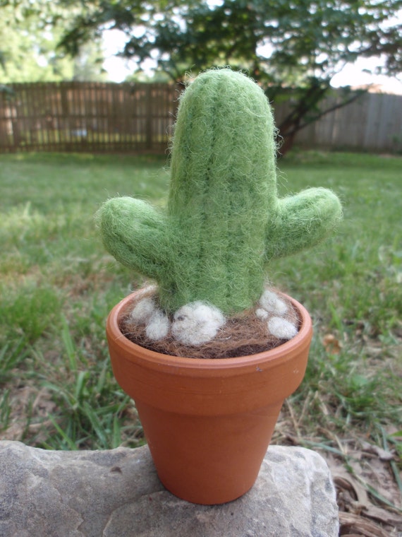 Items similar to MADE TO ORDER Needle Felted Cactus in Terra Cotta Pot ...