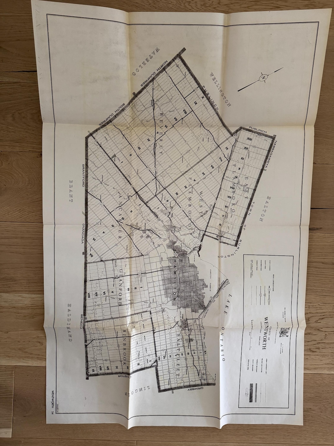 County of Wentworth Map- Lake Ontario, Flamboro, Ancaster, Hamilton ...