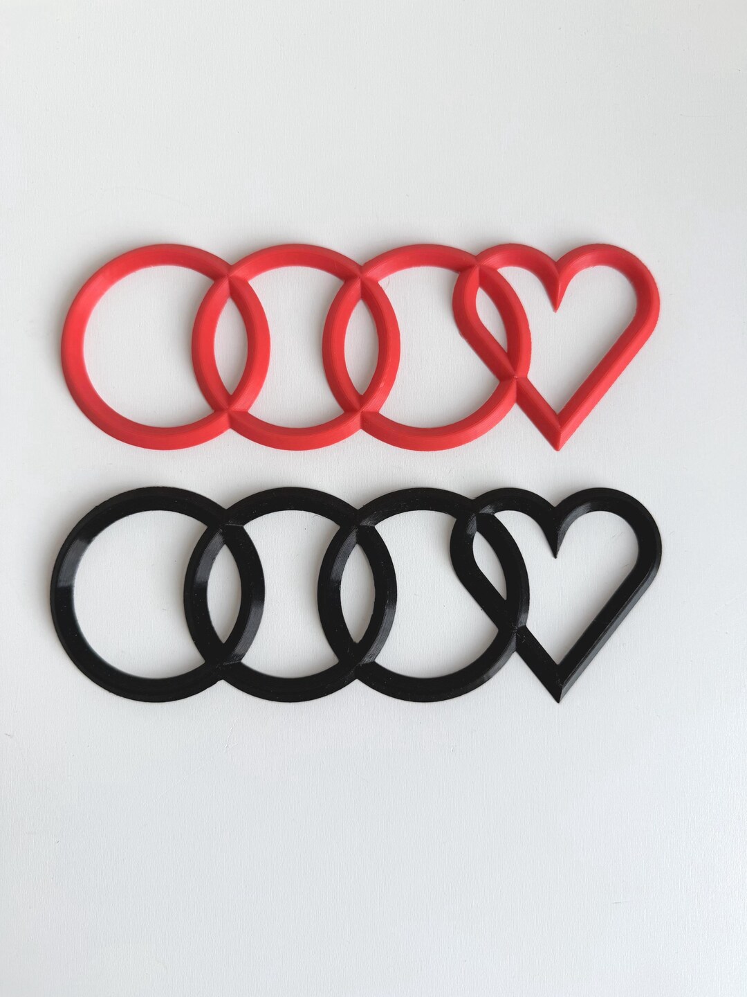 3d-printed Car Emblem With 4 Rings & Heart – Decoration for Car or Home ...
