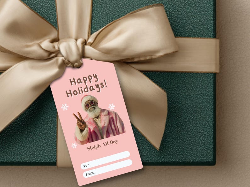Funny Black Santa Gift Tags: Printable Christmas Labels (digital ...