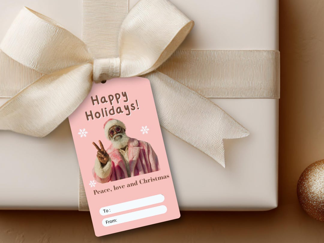 Funny Black Santa Gift Tags: Printable Christmas Labels (digital ...