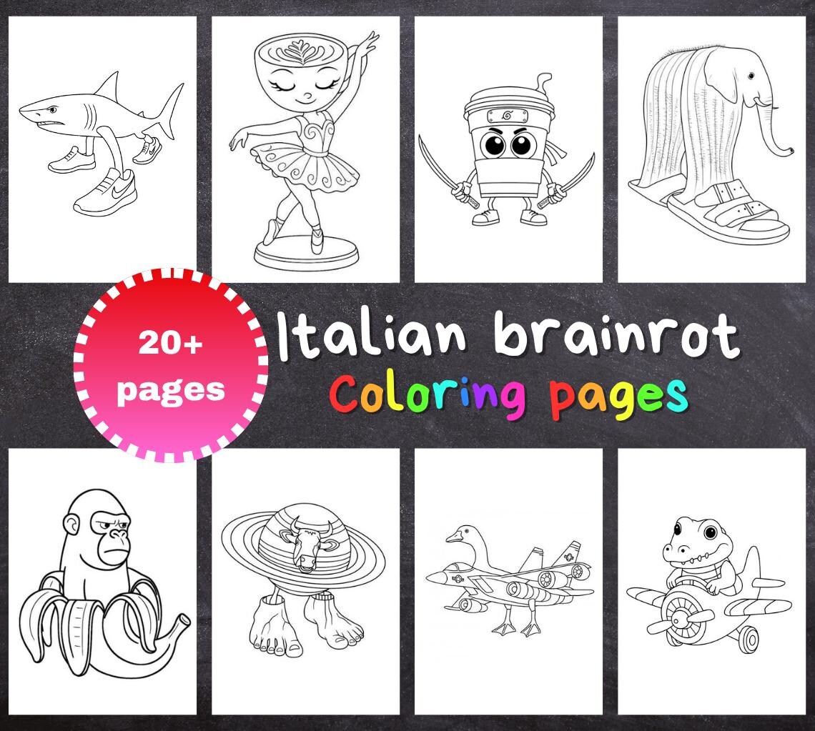 20+ Pages / Brainrot Coloring Pages / Italian Brainrot/ Digital ...