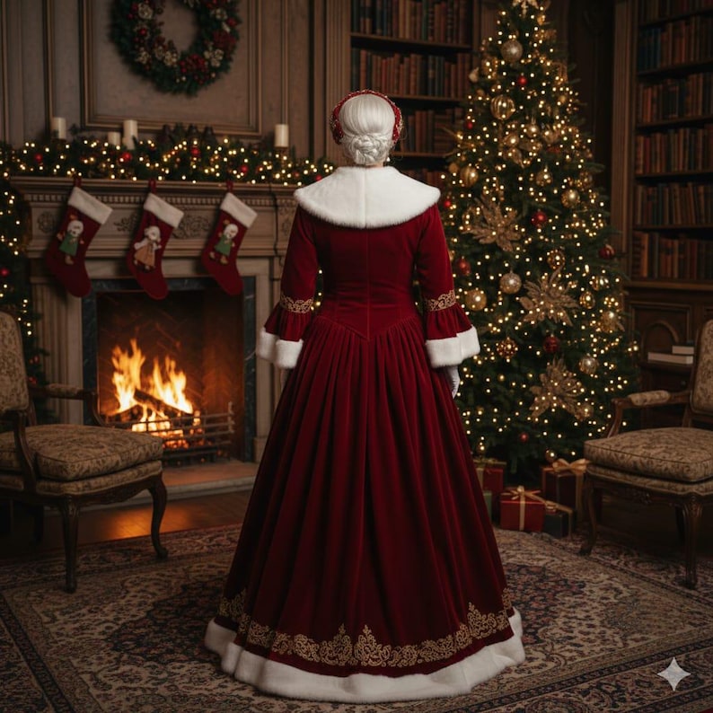 Mr Mrs Luxury Santa Suit Red Wool Christmas Costume Set With Gold ...