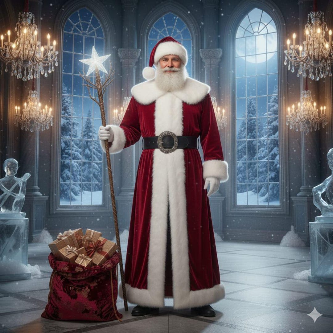Mr. Santa Red Cape Gown Costume | Men’s Velvet Santa Suit With Long ...