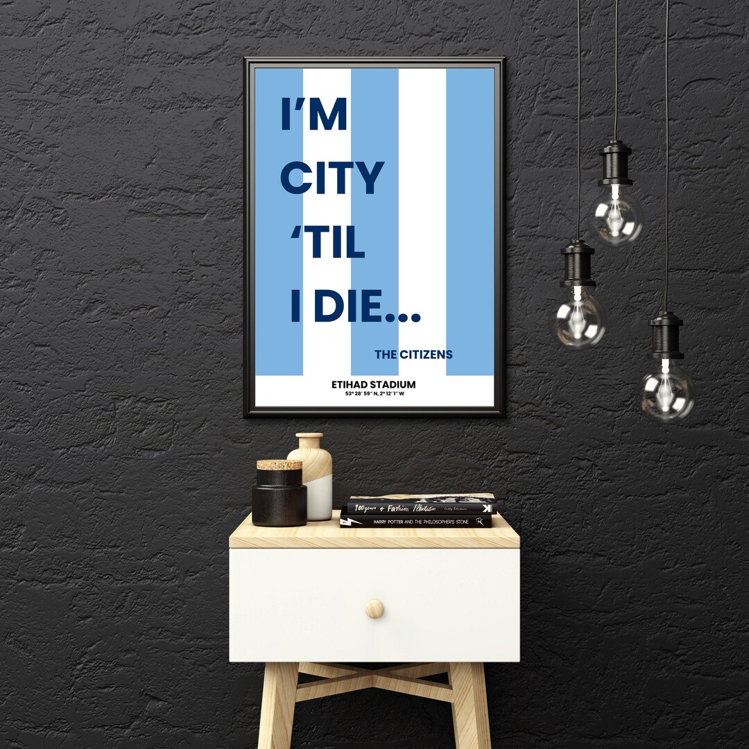 Manchester City Football Club Poster – Club Colours Wall Art - Etsy