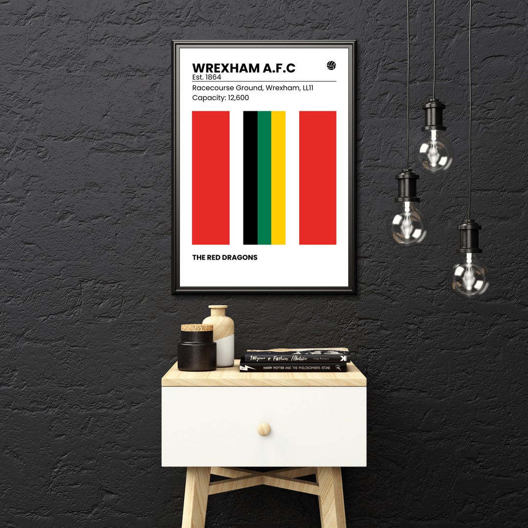 Wrexham AFC Poster - Retro Style - Stadium Information - Club Colours ...