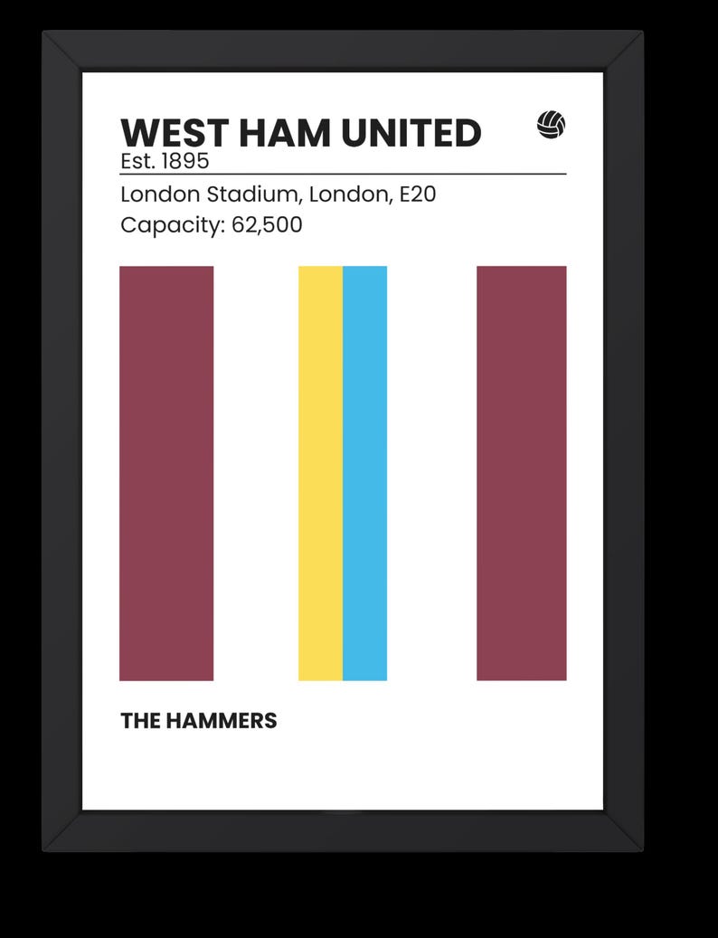 West Ham United Poster - Retro Style - Stadium Information - Club ...