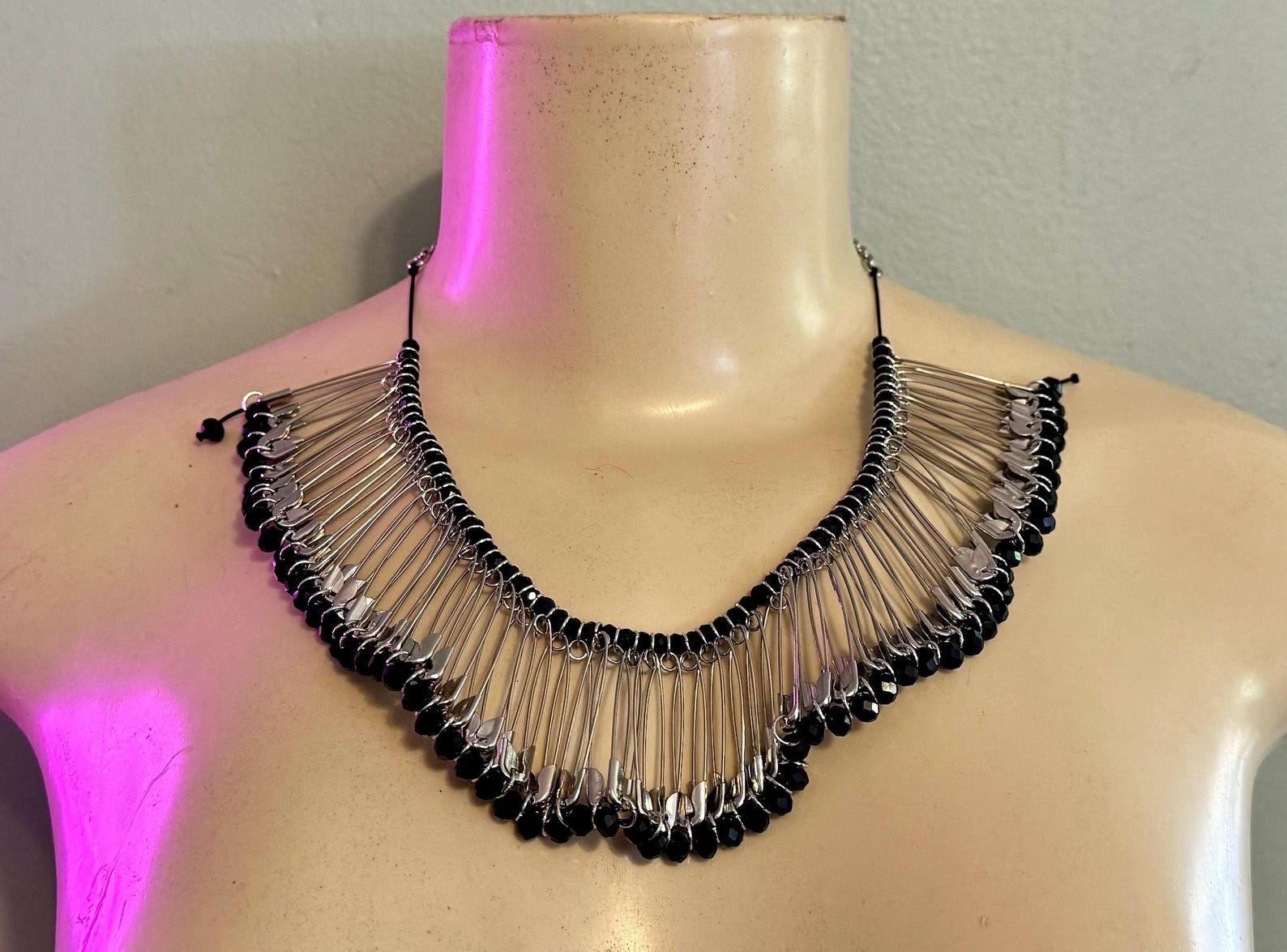 Safety Pin & Crystal Necklace - Etsy
