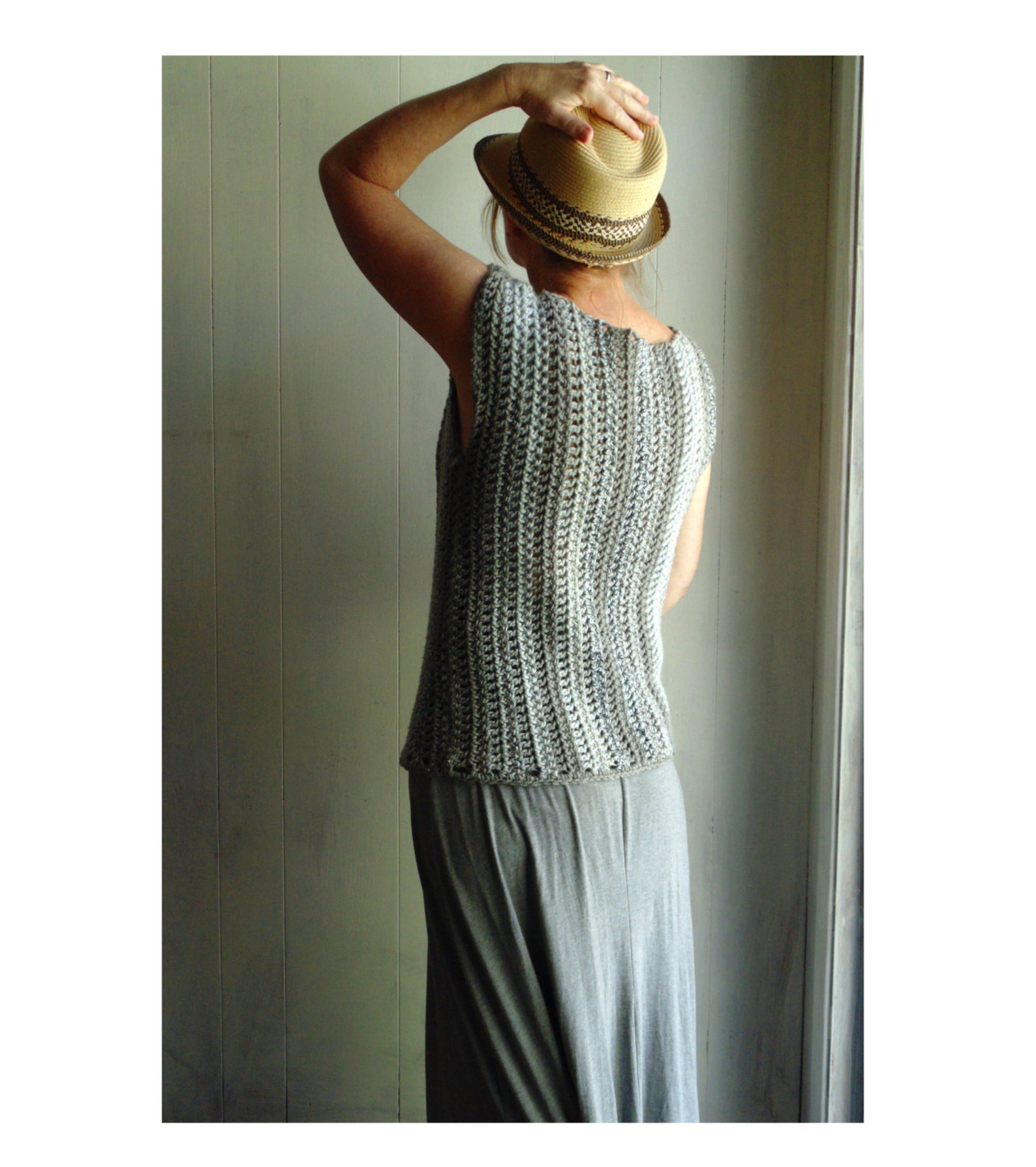 Crochet PATTERN Herringbone Striped Boat Neck Top sizes | Etsy