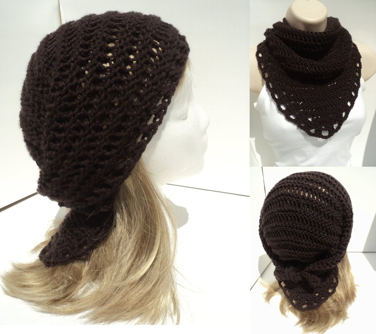 Knit/crochet PATTERN Veil Knit Scarf Bandana | Etsy