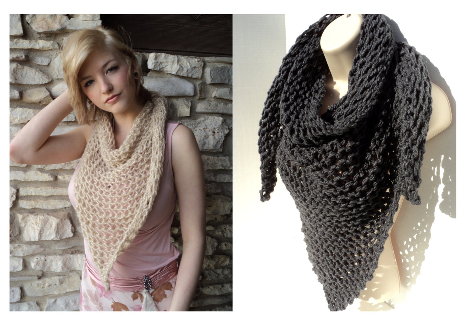 Knit PATTERN Over Size Knit Triangle Scarf - Etsy
