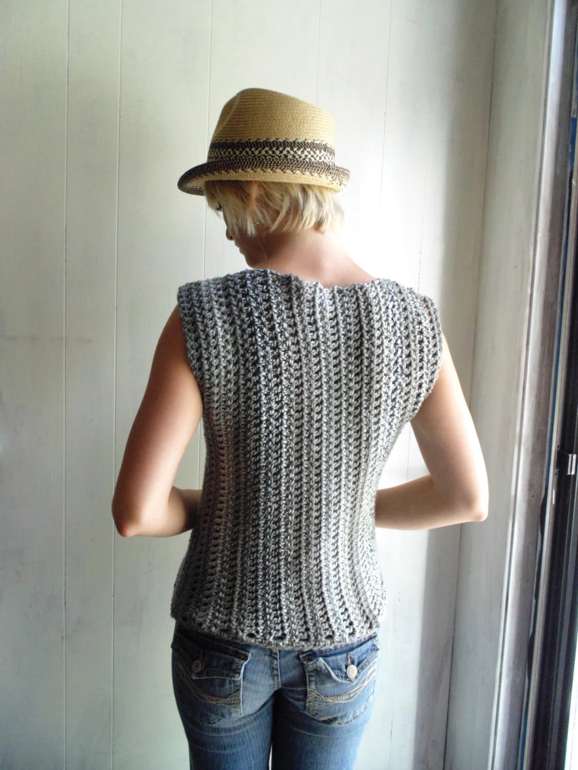 Crochet PATTERN - Herringbone Striped Boat Neck Top (sizes X-small to ...