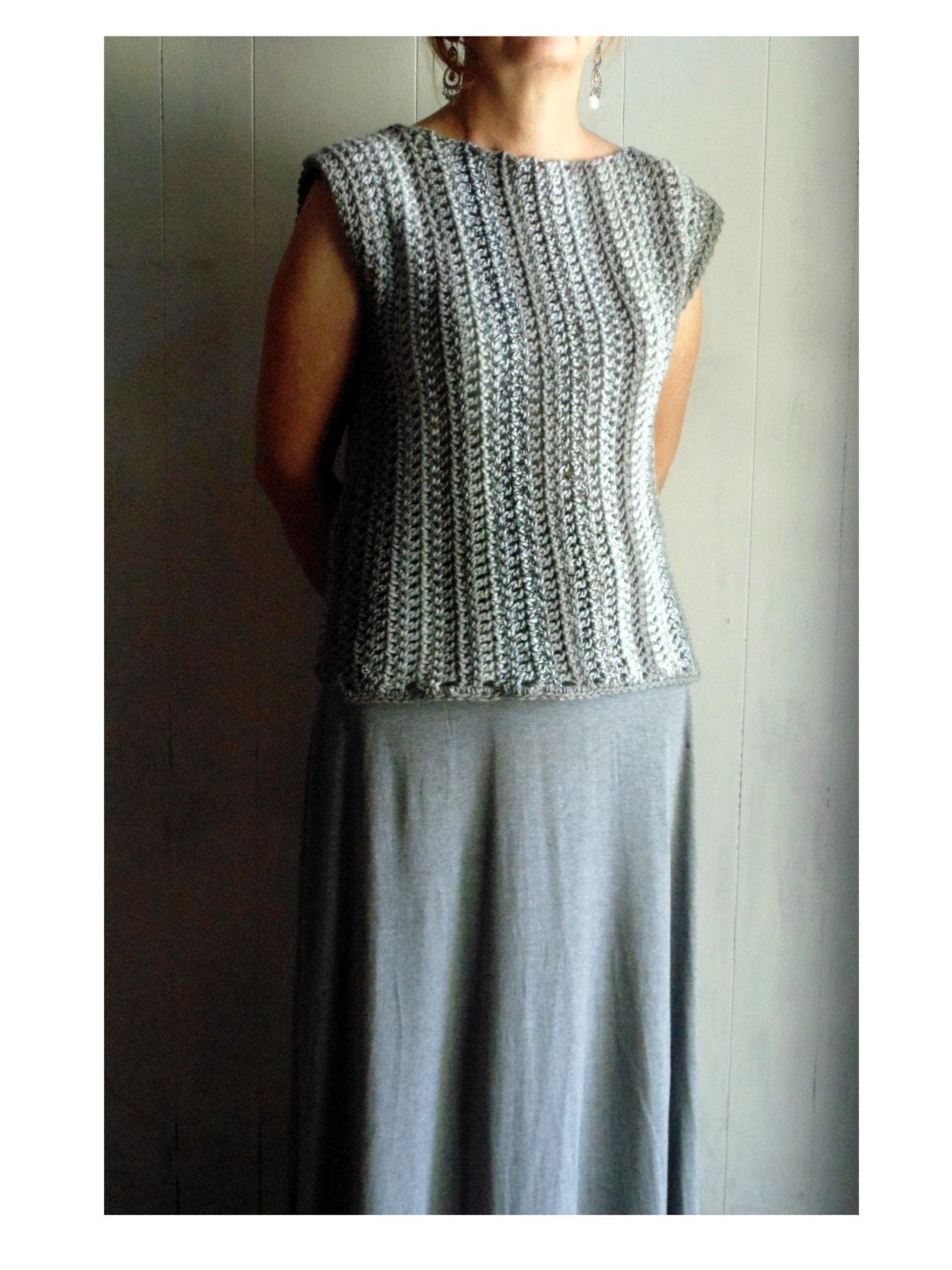 Crochet PATTERN - Herringbone Striped Boat Neck Top (sizes X-small to ...