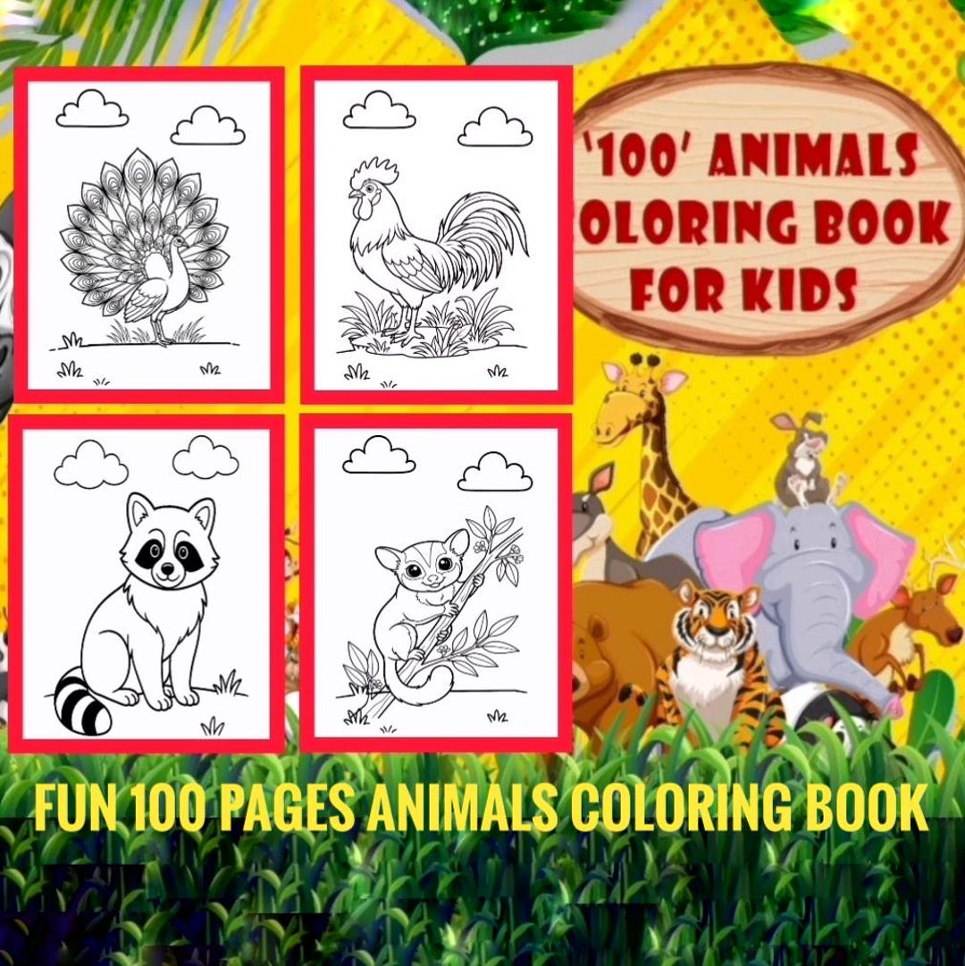 100 Animals Coloring Pages – Kids & Adults, Printable PDF - Etsy