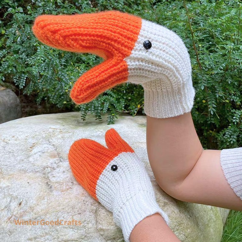 Winter Goose Gloves – Handmade 3D Goose Mittens, Cute Animal Shaped ...