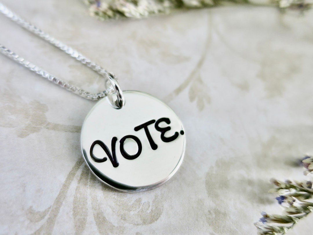 VOTE. Hand Stamped Sterling Silver Necklace | Democratic Jewelry ...