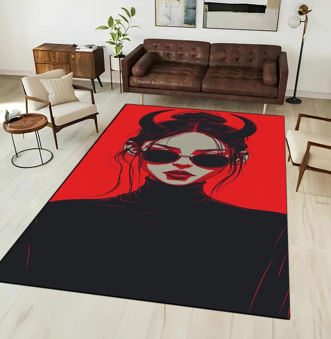 Dark Rebel Elegance Devil Girl Rug - Etsy