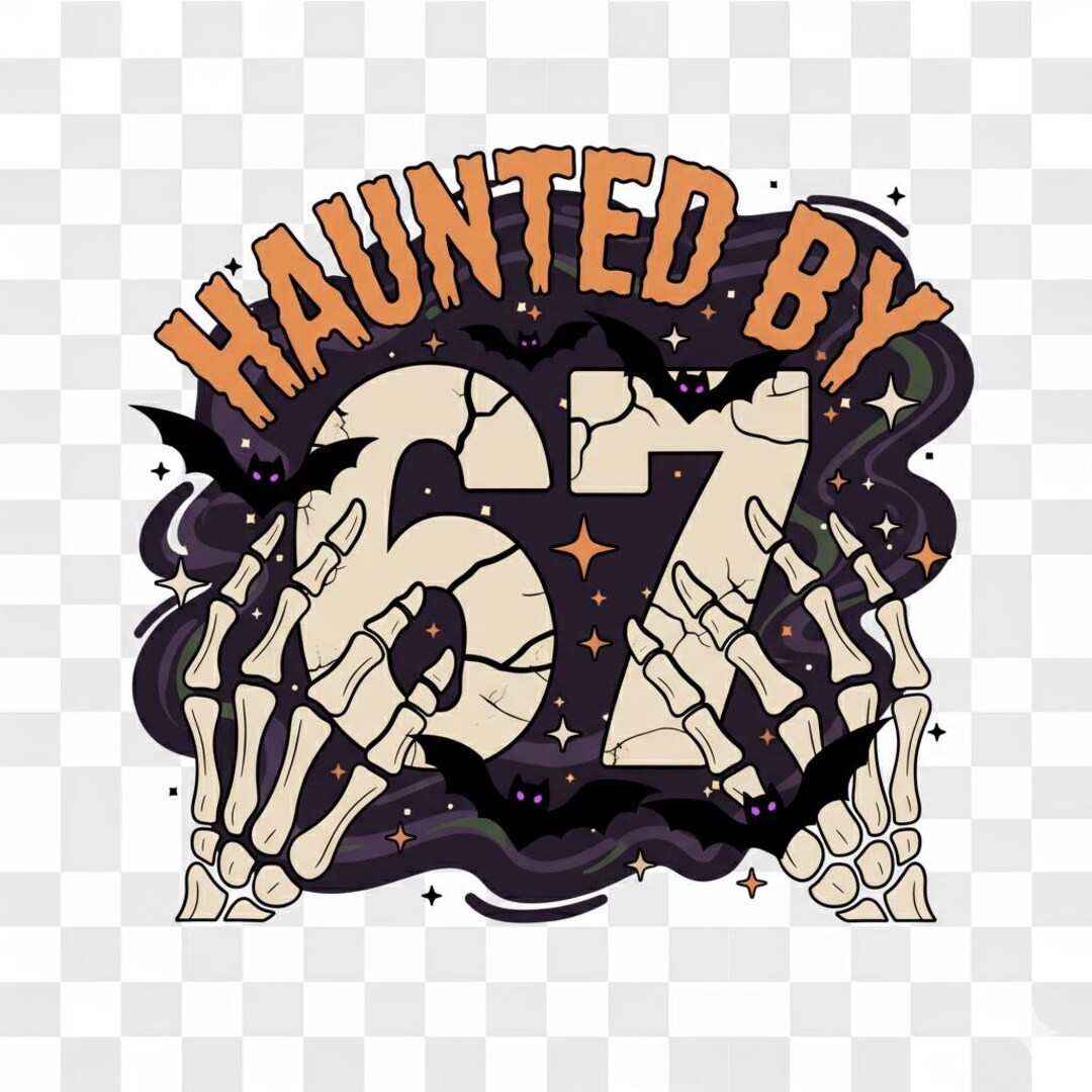Haunted by 67 PNG, Spooky Six Seven Trend Design, Retro Halloween ...